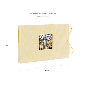 Kolo Noci Small 4x6 Photo Album, Holds 24 Photos, Ideal for Weddings and Baby Books, Yellow Chambray