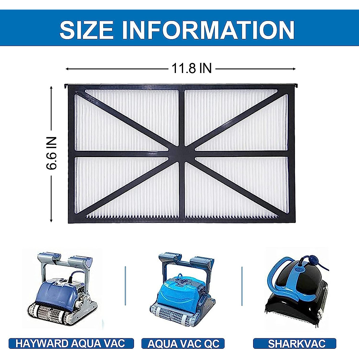 Yinage Ultra Fine Cartridge Filter Panels, for Hayward Robotic AquaVac, TigerShark and SharkVac Pool Cleaners Maytronics Part Number: RCX70101PAK2 (2 Pack)