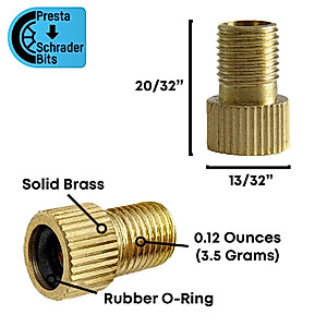 The Only One 6 Pcs Brass Presta Valve Adapter - Convert Presta to Schrader - French/UK to US - Inflate Tire Using Standard Pump or Air Compressor