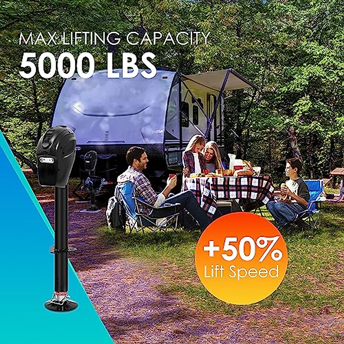 POLESTAR 5000LB Electric Power A- Frame Tongue Jack for Trailer Camper, RV, 12V DC with Hard Wiring