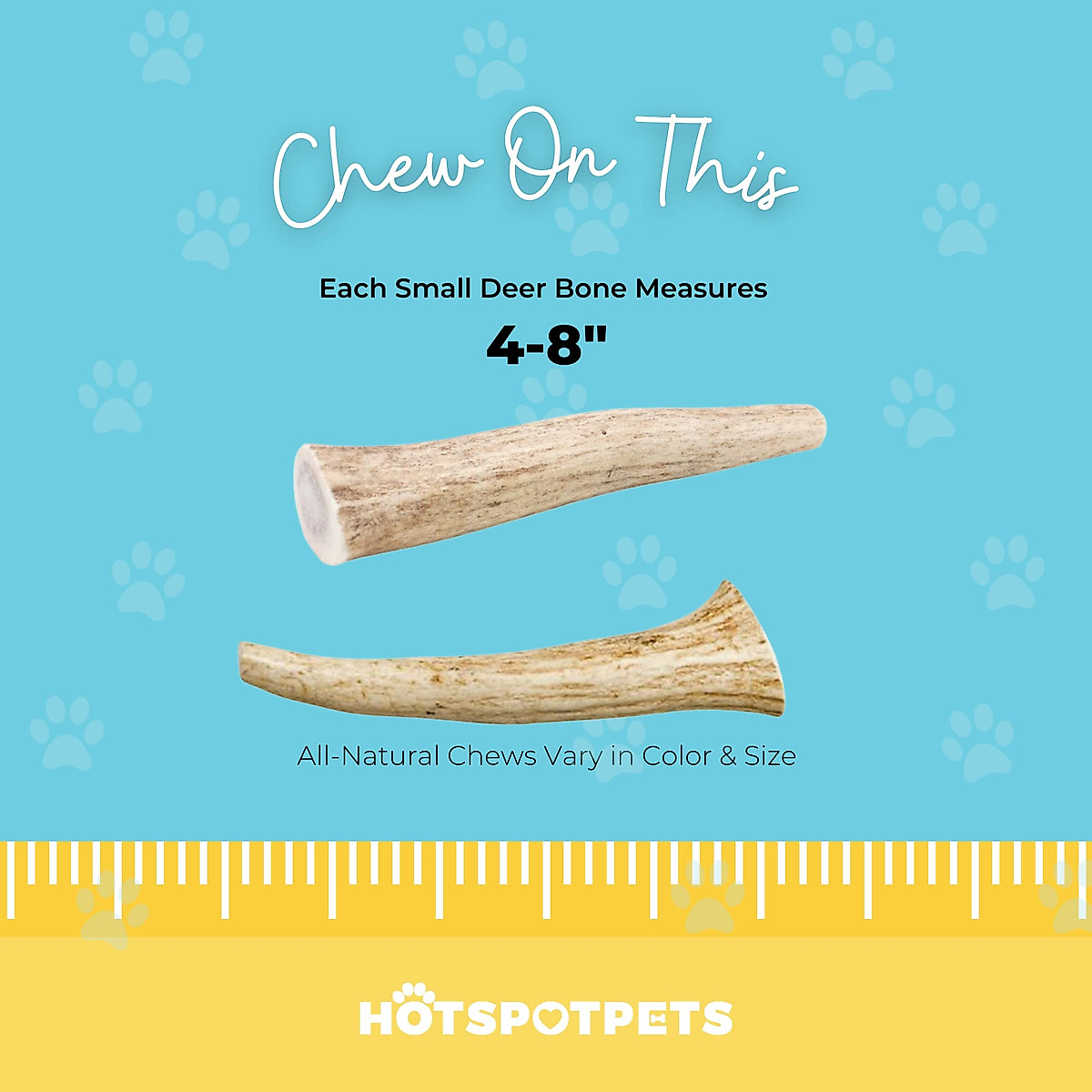 hotspot pets Small Premium Deer Antler for Dogs (3 Pack) - 4-8 Inch Long Lasting Antler Dog Chews Naturally Shed Deer Antlers Bone for Small & Medium Breed Aggressive Chewers - Sourced in USA