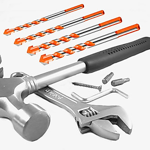 10 Pcs Drill Bits, Triangle Drill Bit, Multifunctional Drill Bits, Punching Drill Bits for Concrete, Tile, Glass, Ceramic, Brick, Wood and Plastic, Bits for Power Drills, 6/8/10/12 mm (Orange)