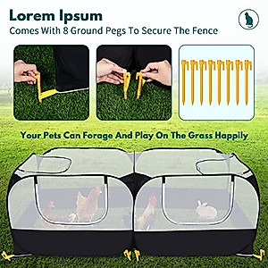 Small Animals Playpen,Pet Cage Tent Large Chicken Run Coop with Detachable Bottom Breathable Transparent Mesh Walls, Foldable Pet Enclosure for Puppy Kitten Rabbits Indoor Outdoor playpen