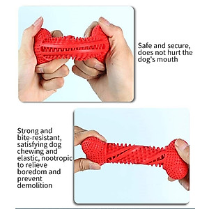 Patchy's Pets Puppy and Small Dog Toothbrush Dental Chew Toy Bone, Teeth Cleaning, Teething, Flexible Durable Rubber Dog Toys, Small Treat Holder, Improved Material (Light Pink)