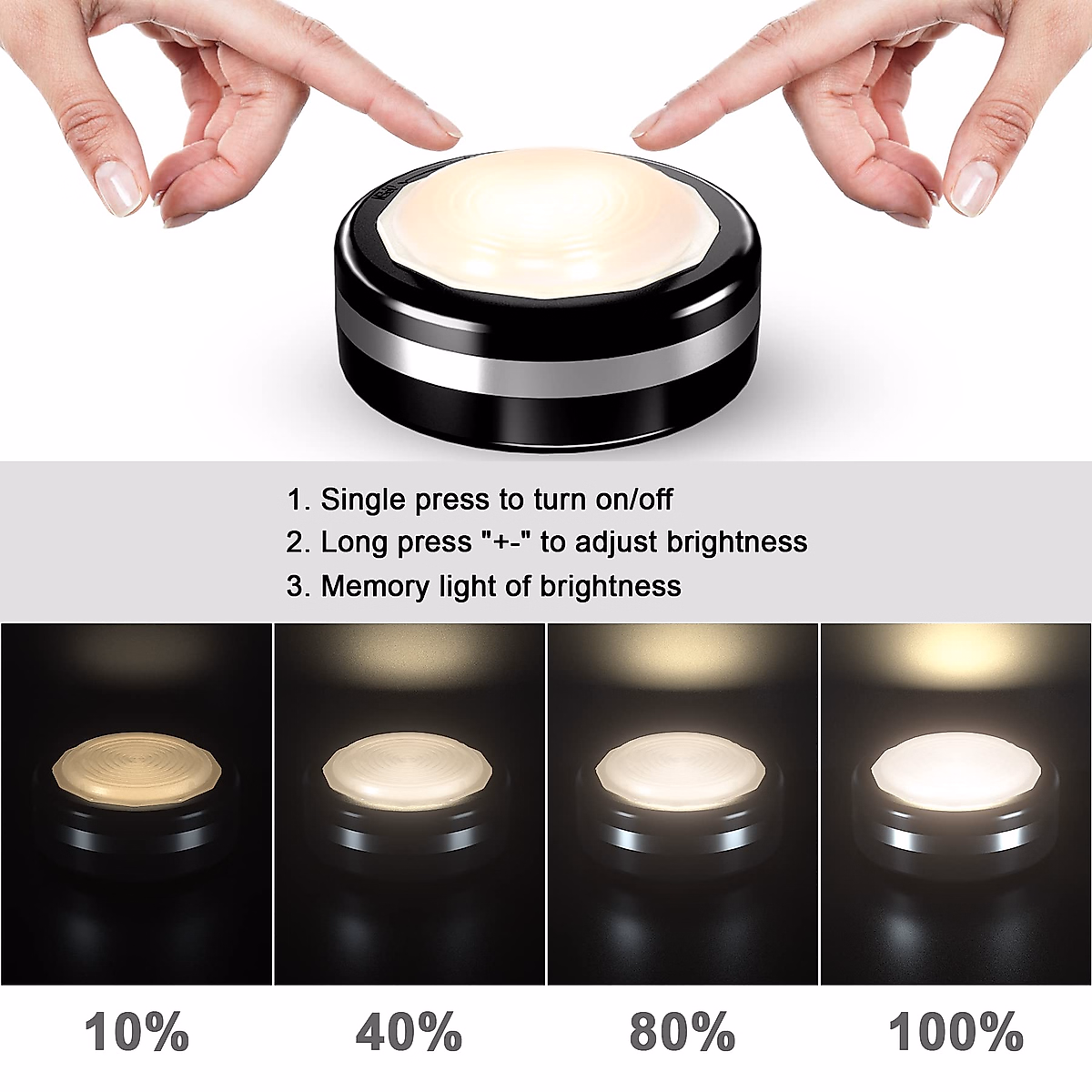 Starxing Puck Lights with Remote Control, Under Cabinet Lighting Dimmable Timer, Led Lights Battery Operated Powered for Kitchen Closet Bedroom(Black)