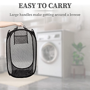 BROOKSTONE, 2 Pack, Compact Foldable Pop Up Laundry Hamper, Super Lightweight Mesh, Collapsible Space Saving Design, Portable with Carry Strap, Breathable Materials