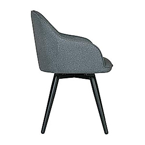 Studio Designs Home Dome Upholstered Swivel Dining, Office Chair Arms and Metal Legs, Grey, 24" W x 23" D x 32.5" H, Charcoal Gray