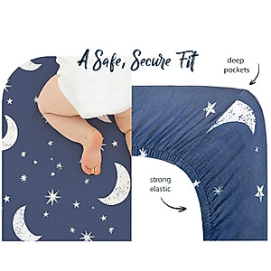 Cambria Baby 100% Organic Cotton Jersey Fitted Bassinet Sheets for Boy. 3 Pk Adapts to Oval, Hourglass & Rectangle Shaped Bassinet Pads. Fits Halo, Snoo, Graco, and Most other Standard Size Bassinets.