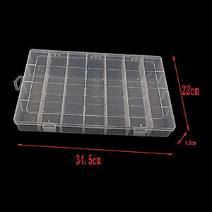 FENICAL Clearn Plastic Jewelry Organizer Box 28-Grid Storage Container Case with Removable Dividers