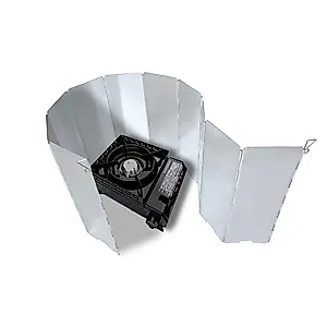 Folding Outdoor Stove Windshield, 10 Plates Aluminum Camp Stove Windscreen, Portable Gas Burner Windscreen for Camping, Hiking, RV Traveling