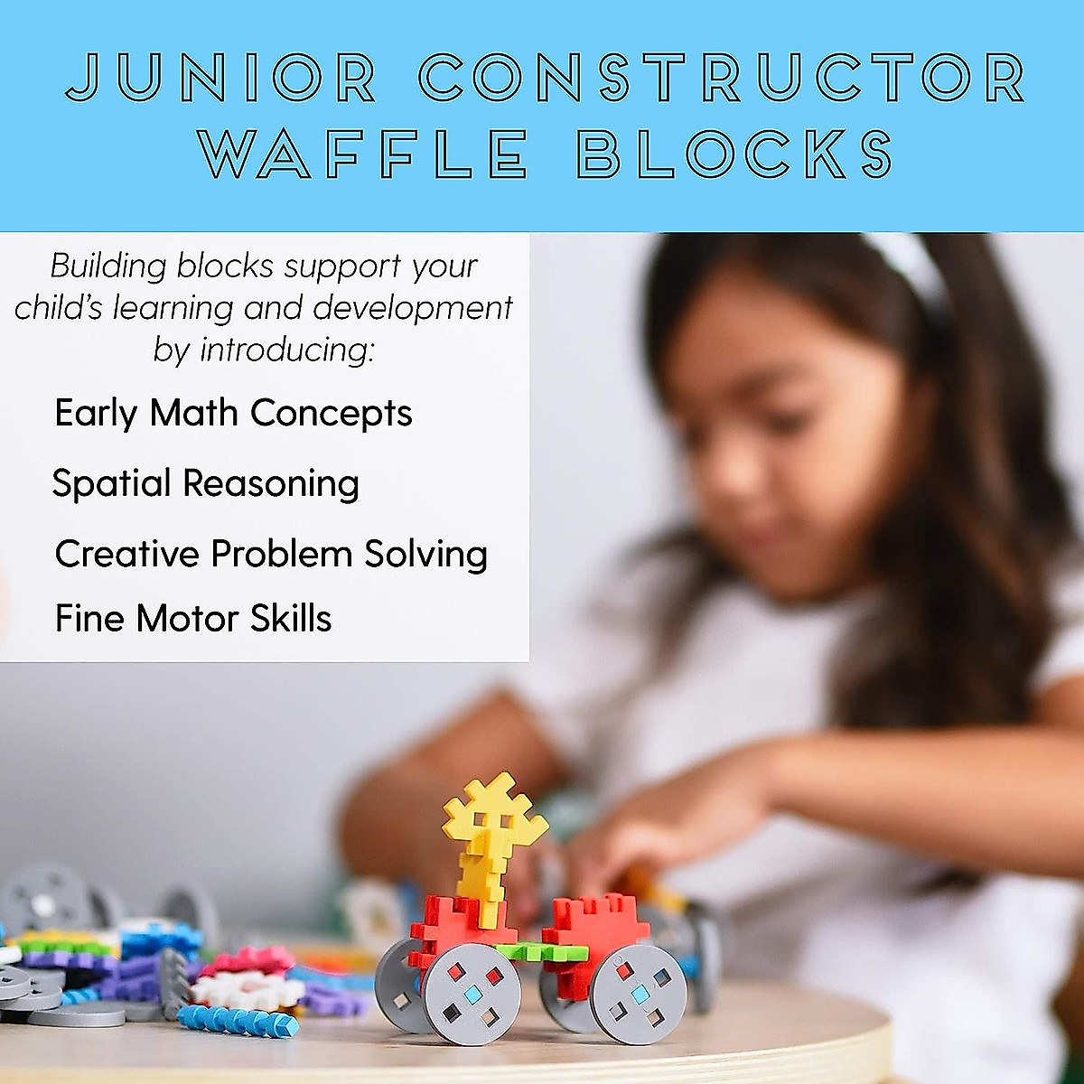 Mini Waffle Block Construction Playset for Kids- Big Box- 300 Rainbow Interlocking Puzzle Pieces-Improves Fine Motor Skills- STEM/ STEAM Building Montessori Toys for Boys and Girls Ages 3+