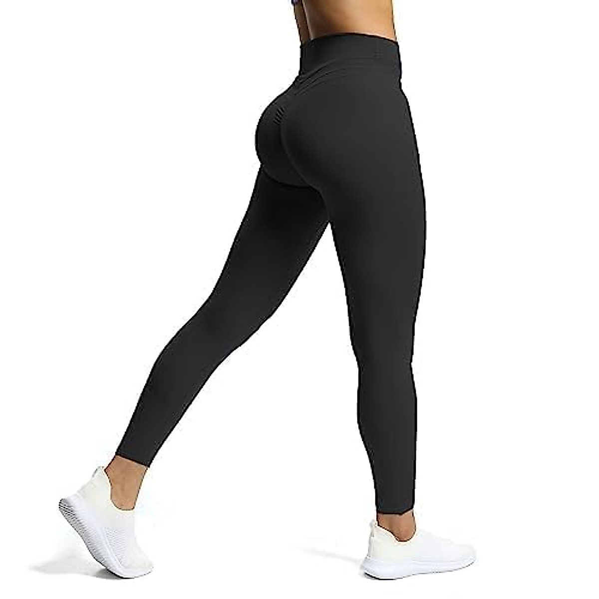 Aoxjox High Waisted Workout Leggings for Women Scrunch Tummy Control Luna Buttery Soft Yoga Pants 26" (Black, Small)