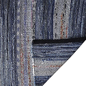 100% Cotton Rag Rug 24x36 - Multicolor Denim Chindi Rug - Hand Woven & Reversible for Living Room Kitchen Entryway Rug - Multi Color