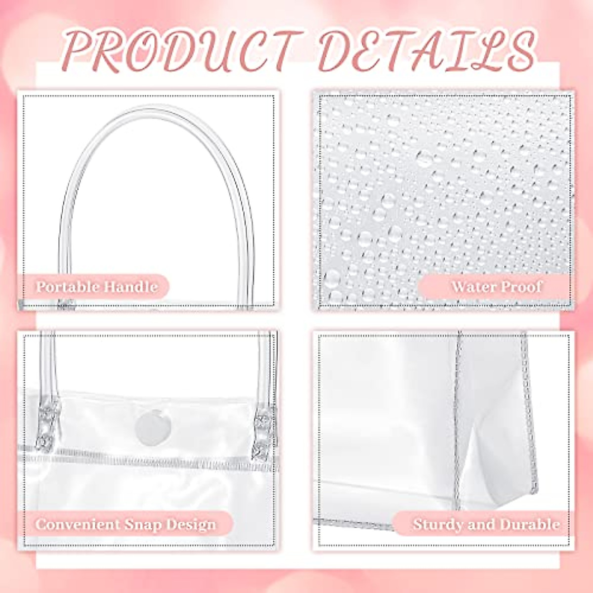 24 Pcs LED Light Clear Plastic Gift Bags Wedding Gift Bags with LED Fairy Lights Reusable Transparent PVC Gift Wrap Bag with Handle for Christmas Thanksgiving Wedding Birthday Baby Shower Party Favor