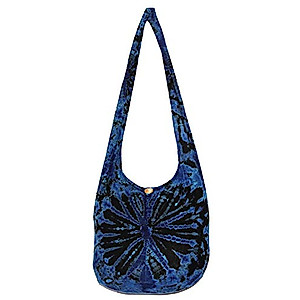 TIE DYE Crossbody Bohemian Shoulder Bag Hobo Purse Big 39" (DarkBlueBlack)