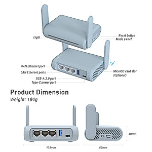GL.iNet GL-MT1300 (Beryl) VPN Wireless Little Travel Router – Connect to Hotel WiFi & Captive Portal, USB 3.0, 3 Gigabit Ports, Range Extender, Assess Point, Pocket-Sized, MicroSD Slot, Easy to Setup
