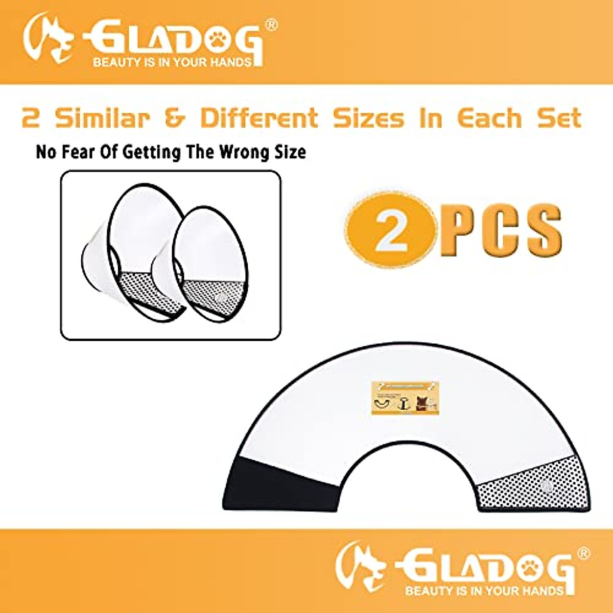 Soft Dog Cone Collar, 2 PCS (for Exact Size) Flexible Plastic Cone for Dogs After Surgery, Dog Recovery Collar, Adjustable E-Collar for Large/Medium/Small Dogs Cat, Comfy Elizabethan Collar (M)