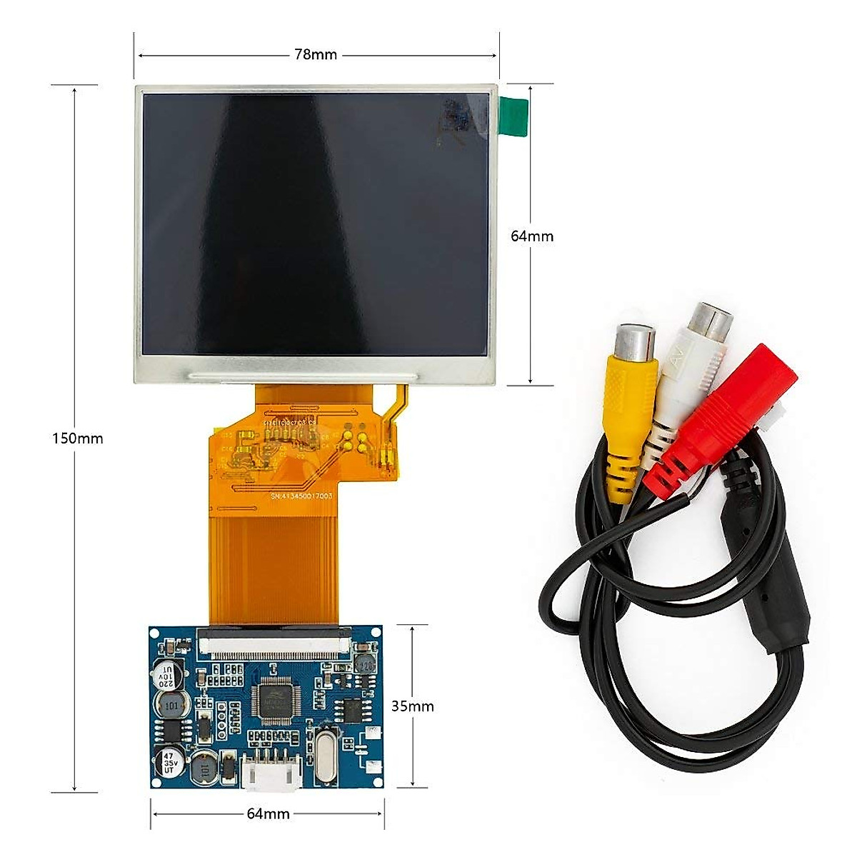 TFT LCD Display RGB LCD Display Module Kit Monitor Screen for Car AV Digital Photo Frame Multi-Function Car-Styling (3.5 inch Screen)
