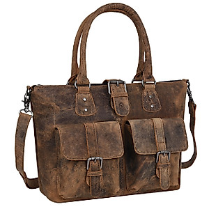 ANTONIO VALERIA Beck Brown Hunter Leather Top Handle Handbag for Women