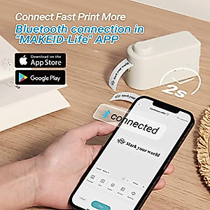 Makeid Label Maker Machine with Tape HD (300dpi), Portable Bluetooth L1 Label Printer Handheld Label Printer Custom Stickers with Multiple Templates for Home Office Organization Easy to Use