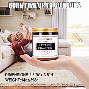 Premium Eucalyptus & Lavender Scented Candles - Soy Wax Candles | Aromatherapy Candles for Stress Relief, Meditation, Yoga, Relaxing, SPA | Natural Jar Candles for Home Men Women Office