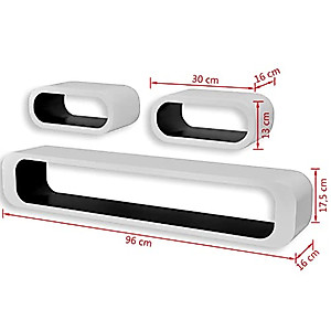 Natulvd Floating Box Shelves - Set of 3 Square Cube Wall Decor Hanging Shelves, 2 Size Decoration Shelf for Living Room, Bedroom, Trophy Display, Photo Frames - Black