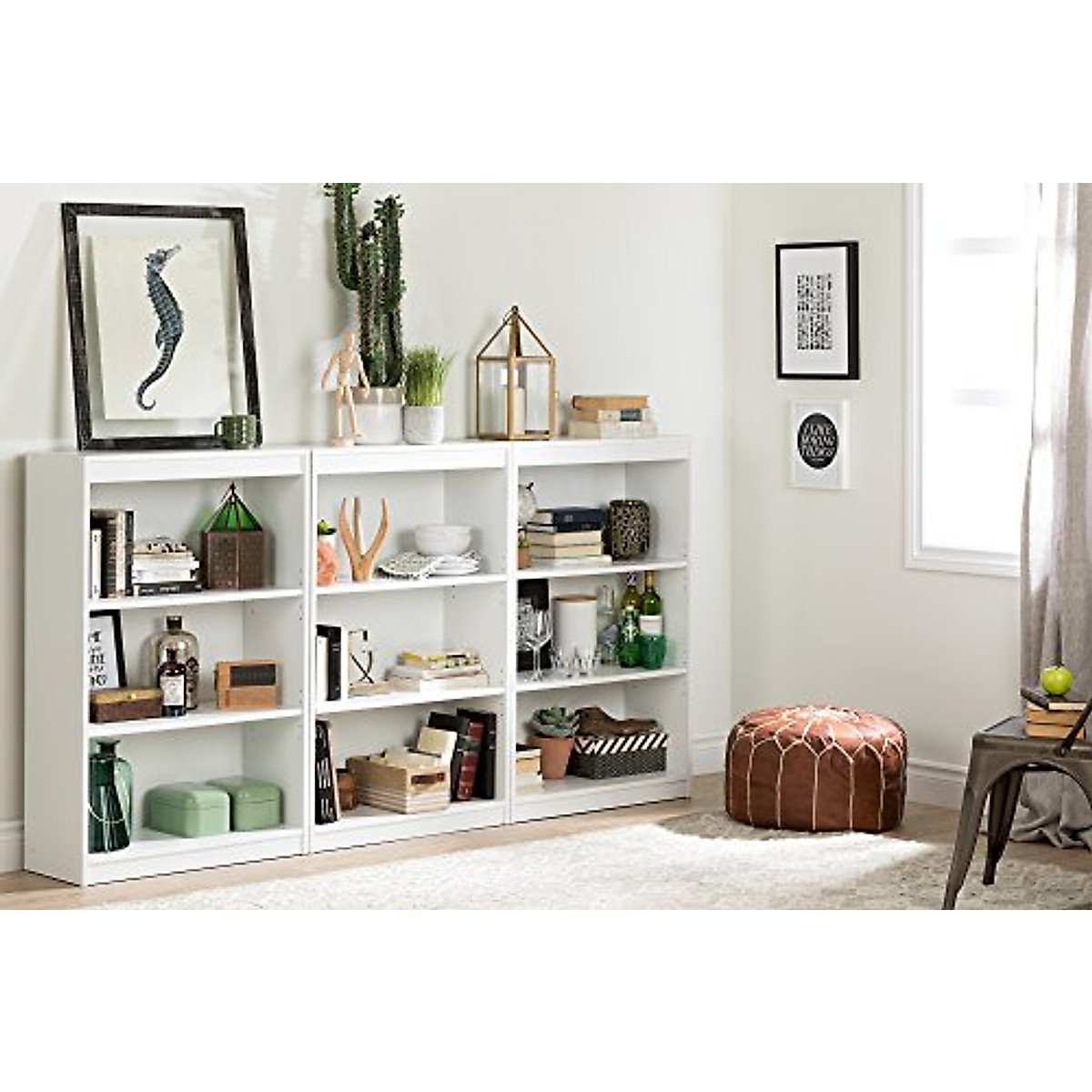 South Shore Axess 3-Shelf Bookcase, Pure White