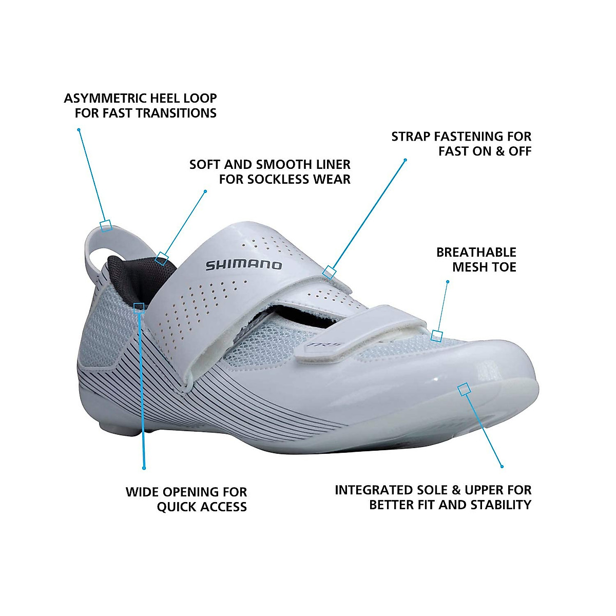 SHIMANO SH-TR501 Specialist Short Course Triathlon Shoe, White, 11-11.5 Men (EU 46)