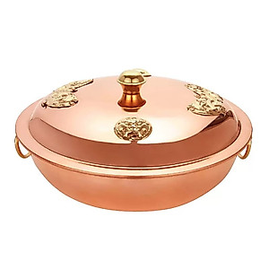 Chafing Dishes Copper Pot Hot Pot Thickened Pure Copper Old-fashioned Mandarin Duck Pot Home Pot Soup Pot Flat Bottom Induction Stove For Family Dinners And Outdoor Picnics (Color : Brass, Size : 32