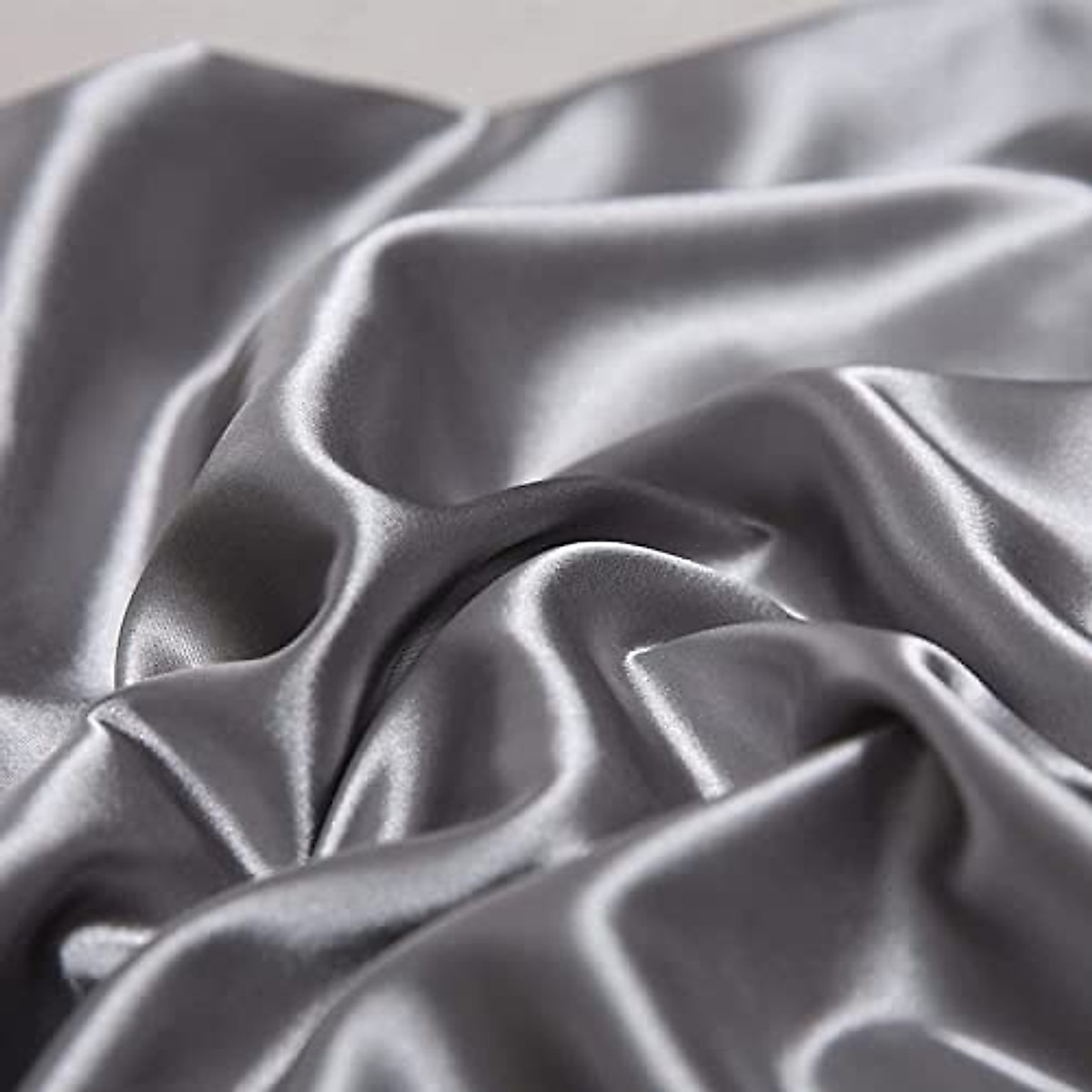 MOLIER. LU Satin Pillowcase Set of 2 Bed Pillowcases with Envelope Closure Slip Pillowcase Cover for Hair and Skin Cooling Pillowcase (20x30 Inches) Queen Deep Grey