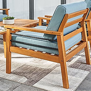 VIFAH Gloucester Contemporary Patio Sofa Club Chair, Golden Oak Wood Color