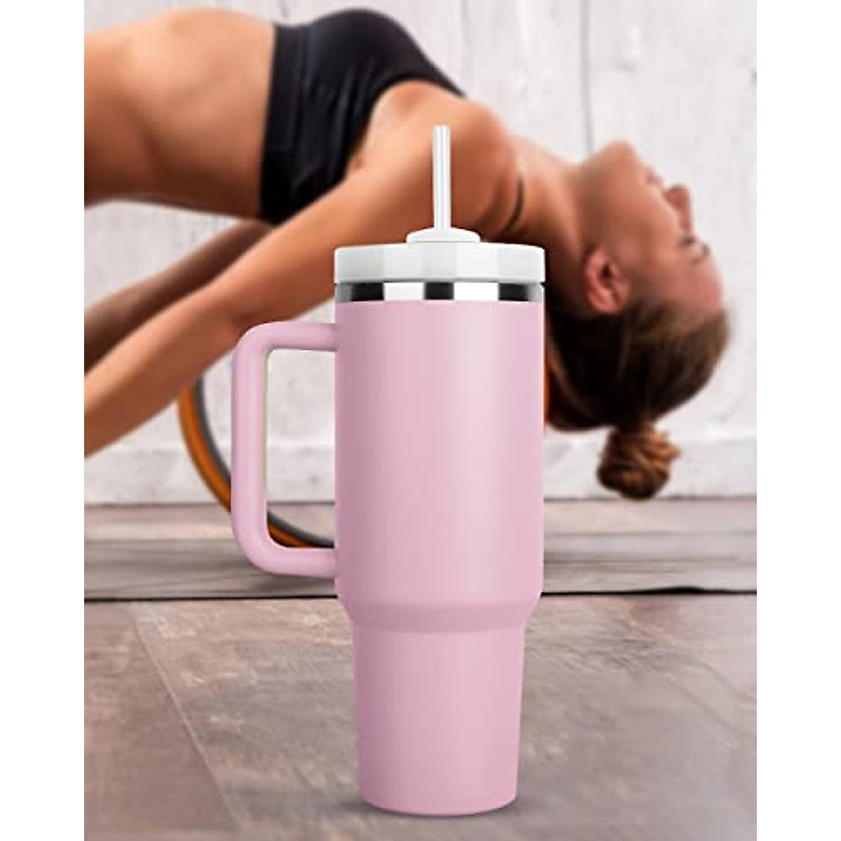 METRICCHIMP 40 oz Tumbler With Handle and Straw Lid Insulated Reusable Stainless Steel Water Bottle Travel Mug Iced Coffee Cup Travel Mug for Hot and Cold Beverages