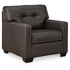 Signature Design by Ashley Belziani Modern Tufted Leather Match Upholstered Oversized Chair, Black