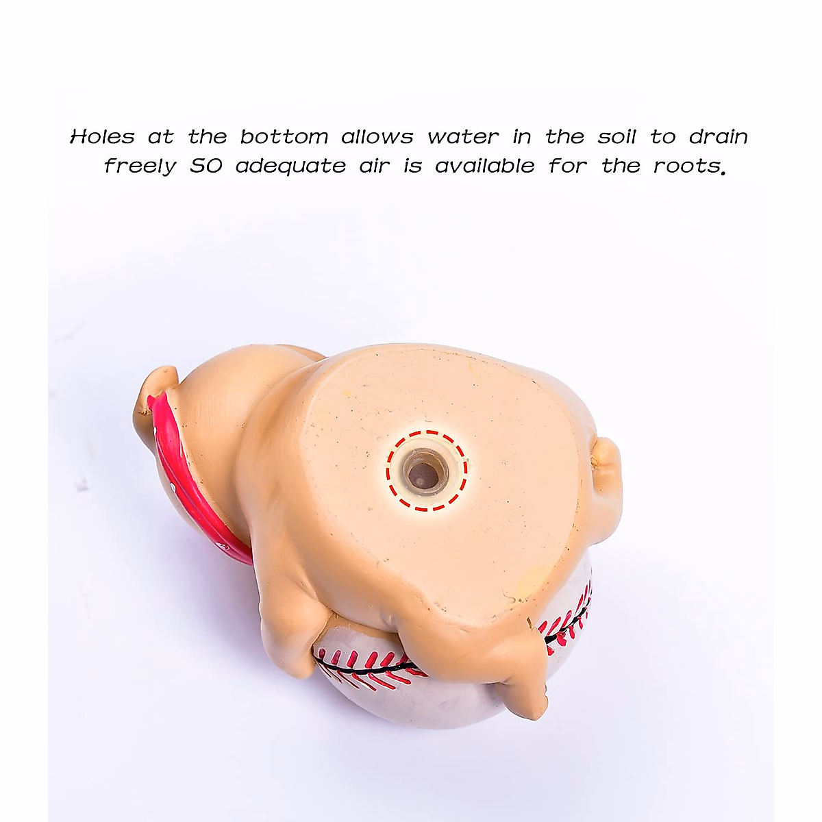 Cute Puppy Play Baseball Flowerpot with Drainer Garden Flowerpot Resin Succulent Potted Bonsai Plant Stand Home Desk Mini Ornaments Without PlantsWang Xingren Stadium Flower Pot Baseball