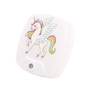 2 Pack - Cartoon Unicorn LED Plug-in Night Light for Kids - Wall Lamp Take Good Care Children Sleep Light Sensor Auto Controlled Nightlights for Baby Nursing D