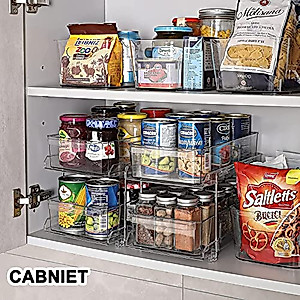 shopwithgreen 2 Tier Clear Organizers and Storage, Pull Out Under Sink Organizer, Multi-Purpose Drawer Basket, Kitchen Bathroom Countertop Vanity, Medicine Cabinet Office Storage Bins