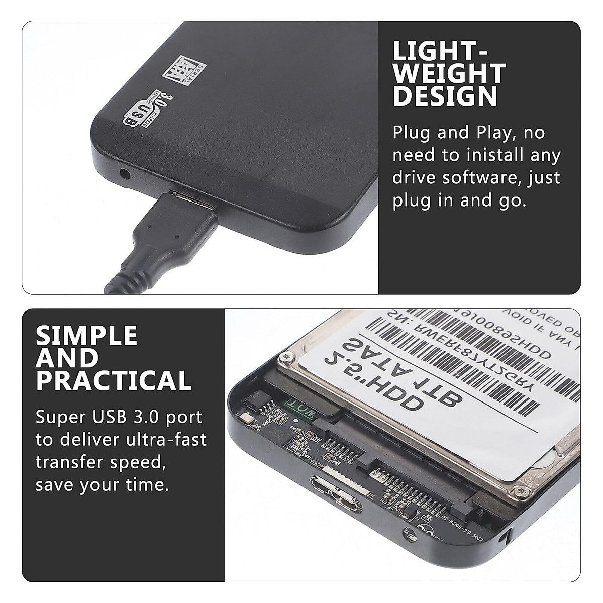 Mobestech 2tb Hard Drive 1pc Disk External Portable USB. HDD More Tb Computer and Storage Mobile Desktop Hard Laptop Drive Compatible USB for Black High Drive, External Hard Drive