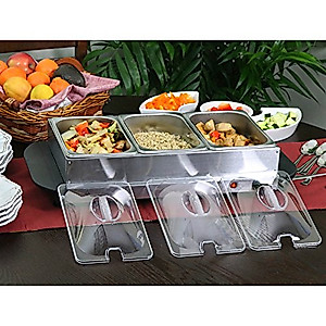 MegaChef Stainless Steel Easy Clean Buffet Server & Food Warmer With 3 Sectional Trays