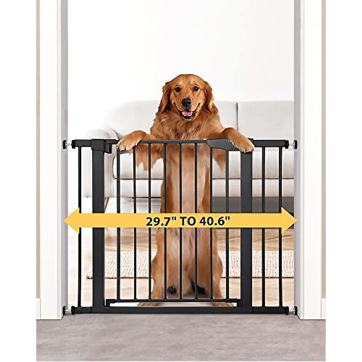 Mom's Choice Awards Winner-Cumbor 29.7"-40.6" Width Pressure or Hardware Mounted Auto Close Safety Baby Gate, Durable Extra Wide Dog Gate for Stairs, Doorways, Easy Walk Thru Pet Gate for House