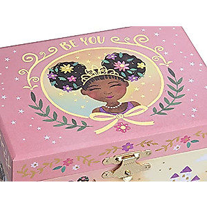 Jewelkeeper Girl's Musical Jewelry Storage Box with Black Ballerina, Little Queen Design with Gold Foil, Swan Lake Tune