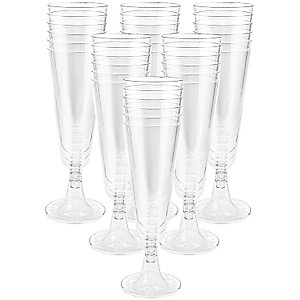 Hedume 100 Pack Champagne Flutes, 5oz Disposable Clear Plastic Champagne Glasses, Toasting Flute Set for Mimosas, Bloody Mary's, Wine Glasses, Sodas, Cocktail Cups, Parfaits, Sundaes etc