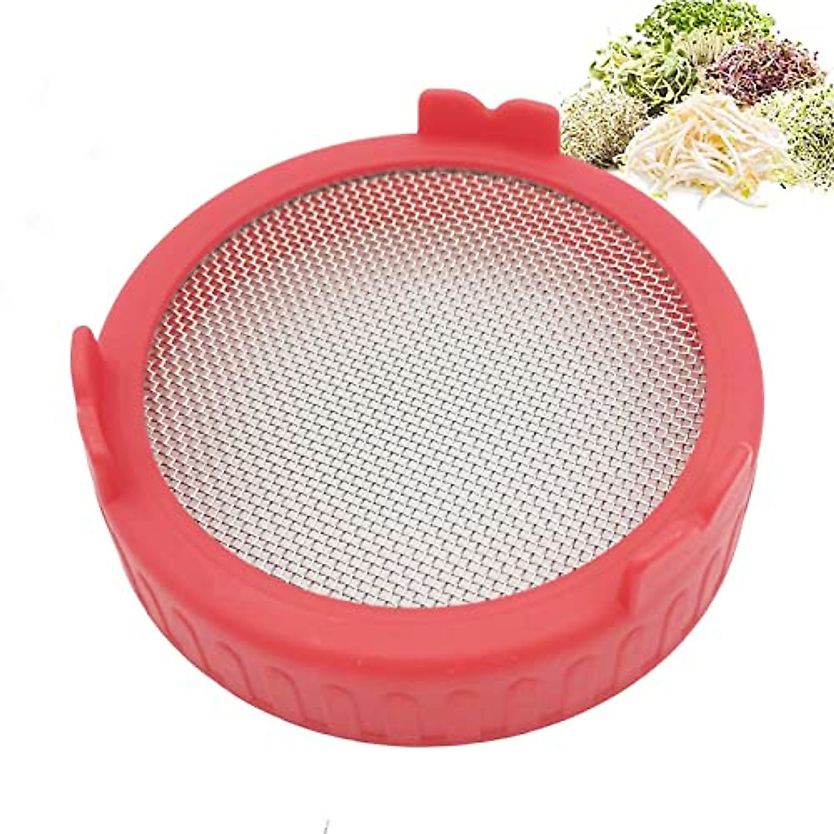 BAIRONG Mason Jar Screen Lids for Sprouting | Wide Mouth Mason Jars Lids | Alfalfa and Mung Bean Sprouts, Stainless Steel Mesh Screen Jar Strainer Sprout Lid for Broccoli Seeds, Alfalfa Adj