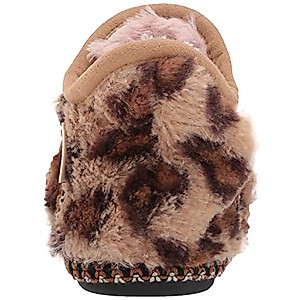 Dearfoams unisex child Charlotte Furry Bootie Slipper, Leopard, 13 Big Kid US