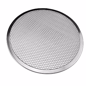 homeemoh 19 Inch Round Pizza Screen Mesh Baking Tray Aluminum Alloy Pizza Pan Net Baking Tray for Oven, BBQ,Silver