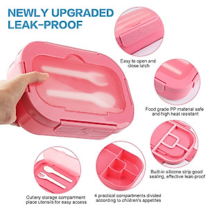 Ziidoog Stylish Bento Box, 1.3L Kids Lunch Box with Fork&Spoon, 4 Compartments Leak-Proof Bento Box for Kids, Bento Lunch Box for Kids Adults, New Designed for Children, Microwaveable & Freezer Safe