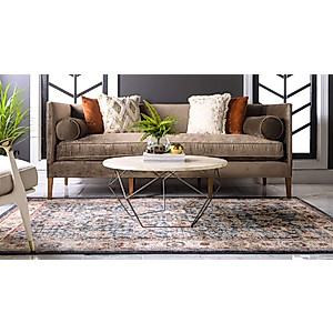 Unique Loom Utopia Collection Traditional Classic Vintage Inspired Area Rug with Warm Hues, 9' x 12' 2" Rectangle, Light Blue/Burgundy