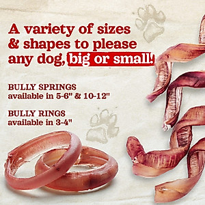 Natural Farm Odor Free Bully Sticks Ring Shaped (3-4 Inch, 10 Pack) - 100% Beef Chews for More Engagement & Fun, Grass-Fed, Non-GMO, Fully Digestible - Best for Small & Medium Chewers