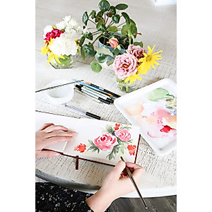 Linden Art Watercolor Journal, 140 lb (300 GSM), 64 Cold Pressed 8.5"x5.5" Pages, Watercolor and Mixed Media Travel Journal, Brown PU Leather Hard Cover