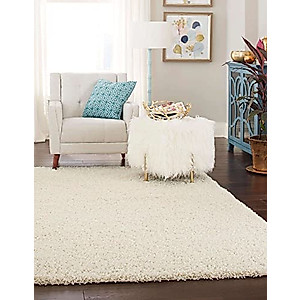 Rugs.com Über Cozy Solid Shag Collection Rug – 5 x 8 Pure Ivory Shag Rug Perfect 5 x 8 Feet