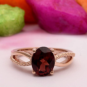 Shine Jewel Solitaire 925 Sterling Silver 1.45 Ctw Red Garnet Stackable Rose Gold Ring (8)